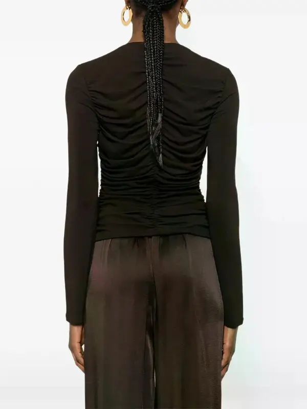FRAME Ruched Long-sleeve Blouse