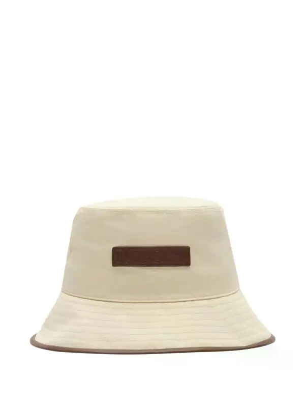 Burberry Logo Gabardine Bucket Hat - Neutrals