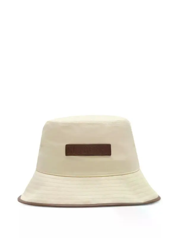 Burberry Logo Gabardine Bucket Hat - Neutrals