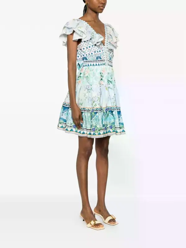 PAPER LACE Ruffled Floral Mini Dress