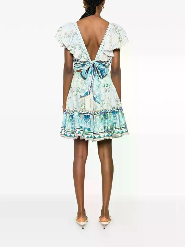 PAPER LACE Ruffled Floral Mini Dress
