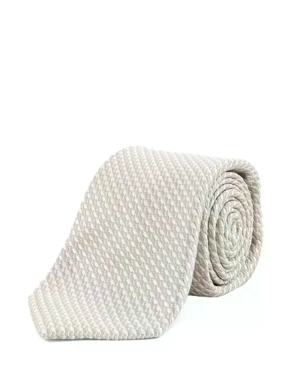 Kiton Textured Silk Tie - Neutrals