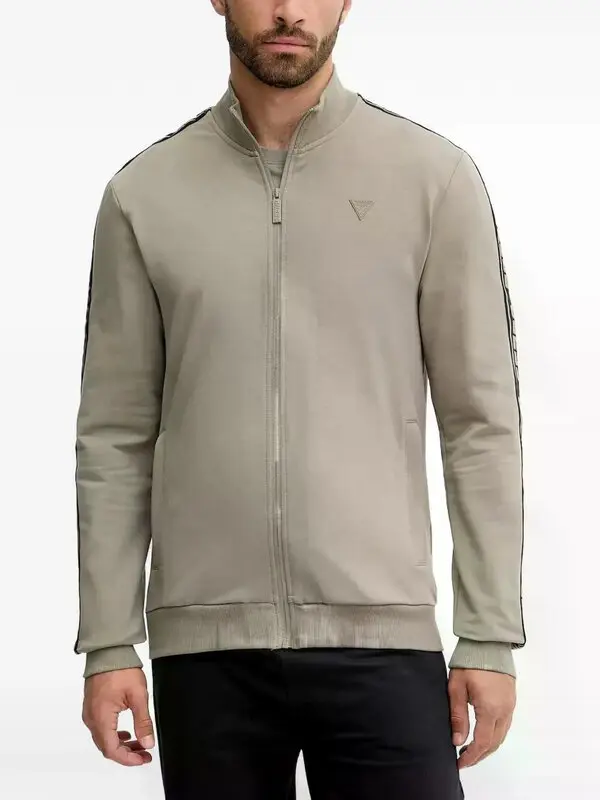 Guess Logo-taped Full-zip Sweatshirt - Green