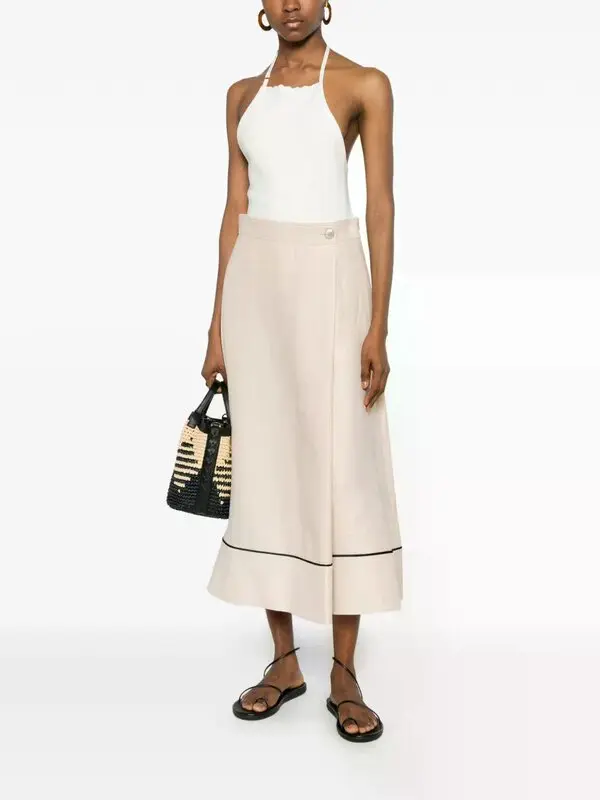 Agnona Contrast-trim Midi Skirt