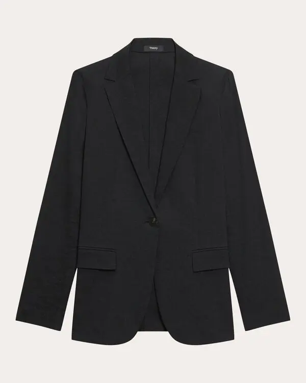 Theory Linen-blend Blazer - Black