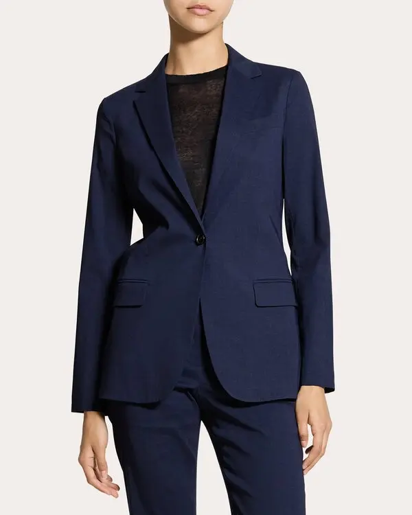 Theory Linen-blend Blazer - Blue