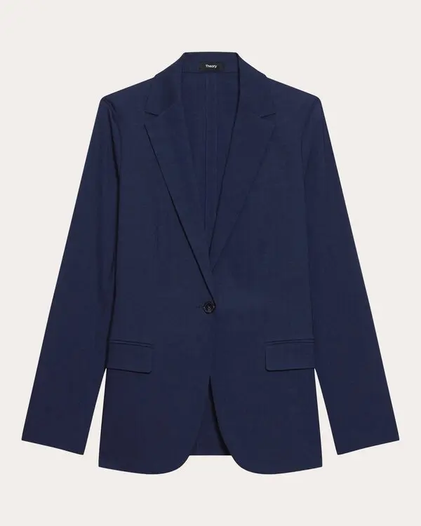 Theory Linen-blend Blazer - Blue