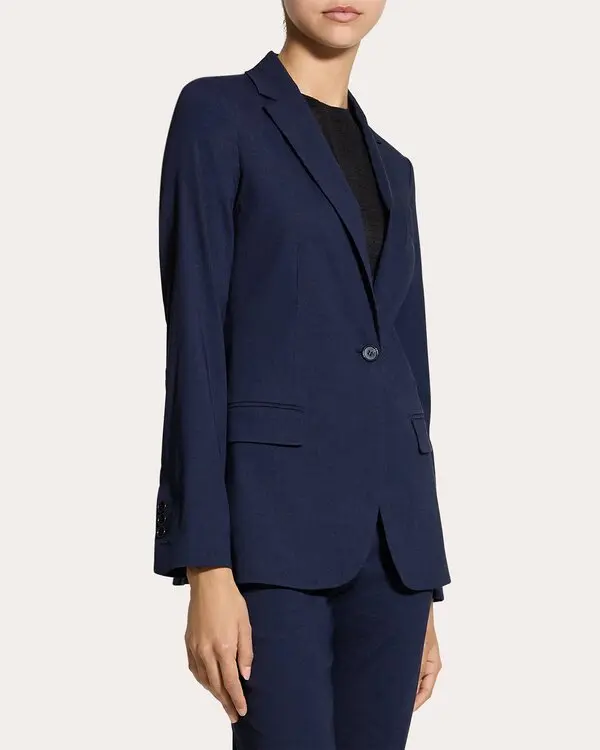 Theory Linen-blend Blazer - Blue