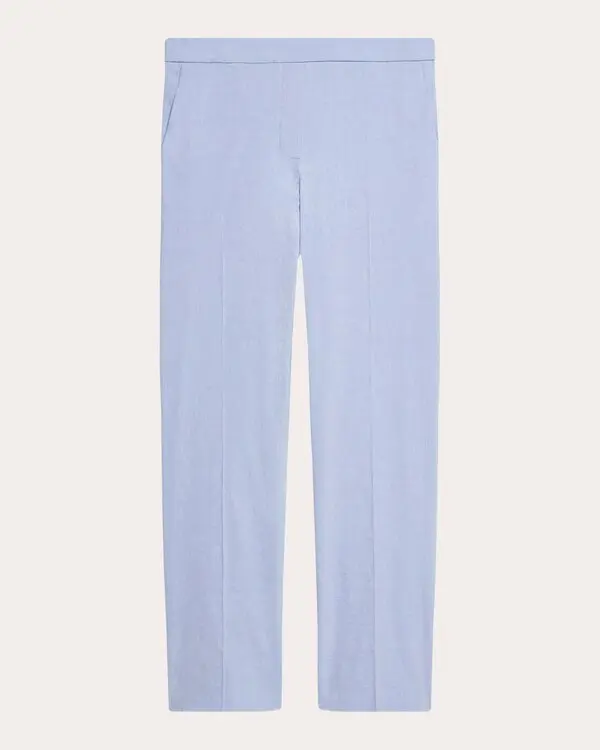 Theory Treeca Good Linen Cropped Pull-on Pants - Purple