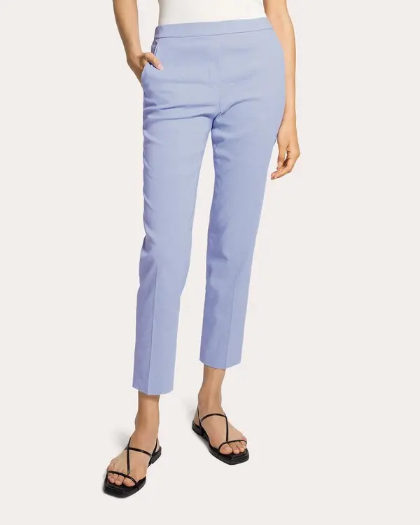 Theory Treeca Good Linen Cropped Pull-on Pants - Purple
