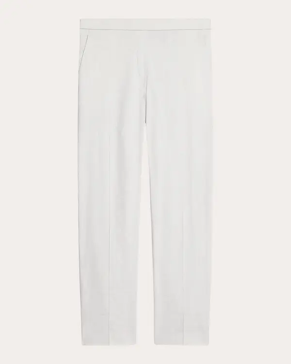 Theory Treeca Good Linen Cropped Pull-on Pants - White