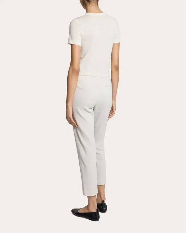 Theory Treeca Good Linen Cropped Pull-on Pants - White