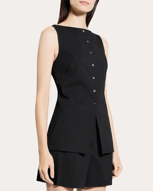Theory Boatneck Vest Top - Black