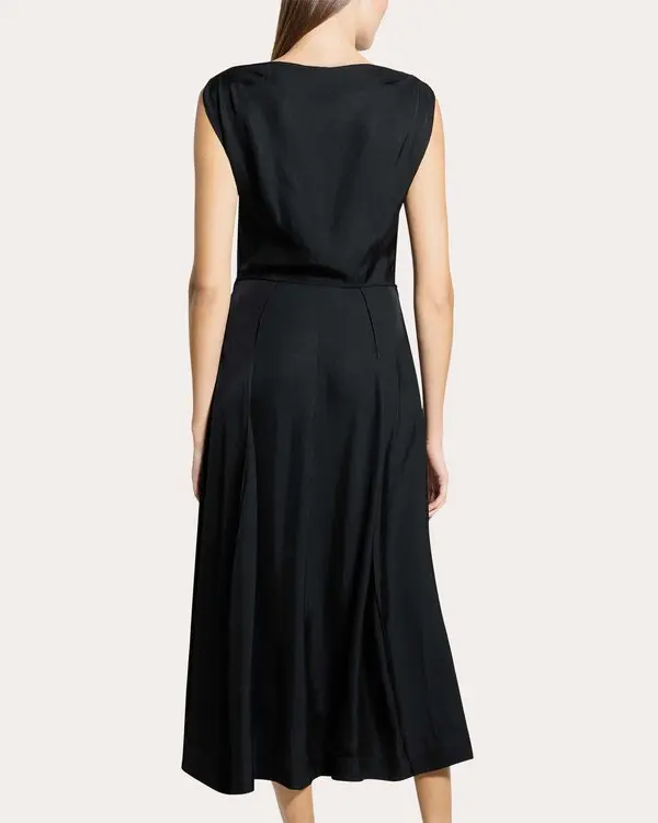 Theory Washed Twill Boatneck Parachute Midi Dress