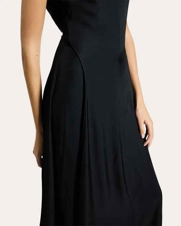 Theory Washed Twill Boatneck Parachute Midi Dress