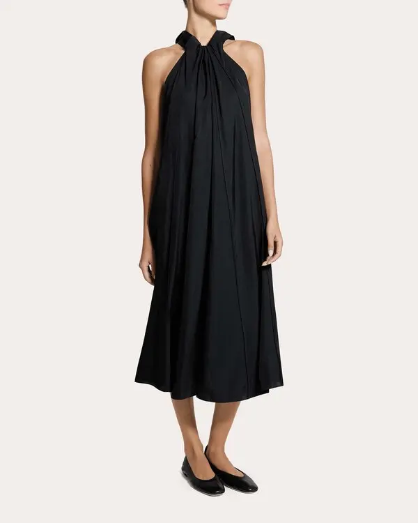 Theory Washed Twill Drawstring Tank Midi Dress