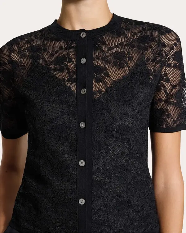 Theory Floral Lace Button-up Top