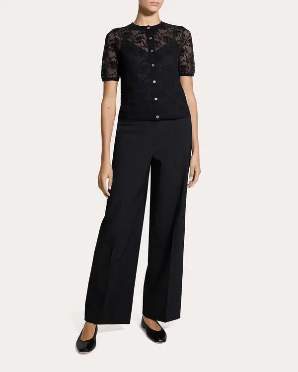 Theory Floral Lace Button-up Top