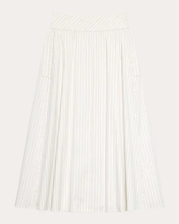 Theory Stripe Cotton Vented A-line Skirt
