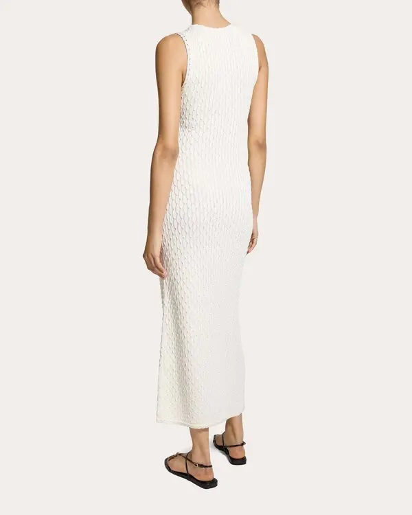 Theory Organic Cotton Cable Knit Tank Dress - White