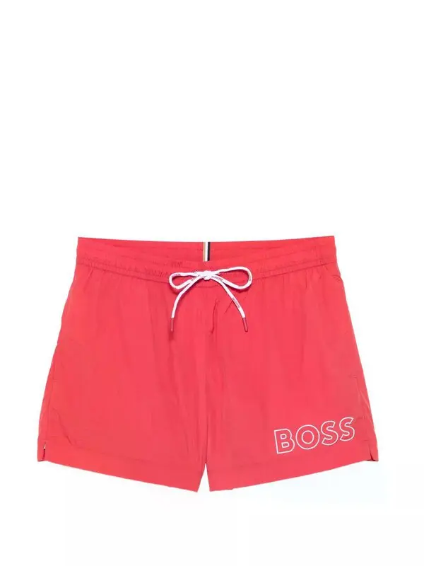 BOSS Drawstring-fastening Swim Shorts - Red