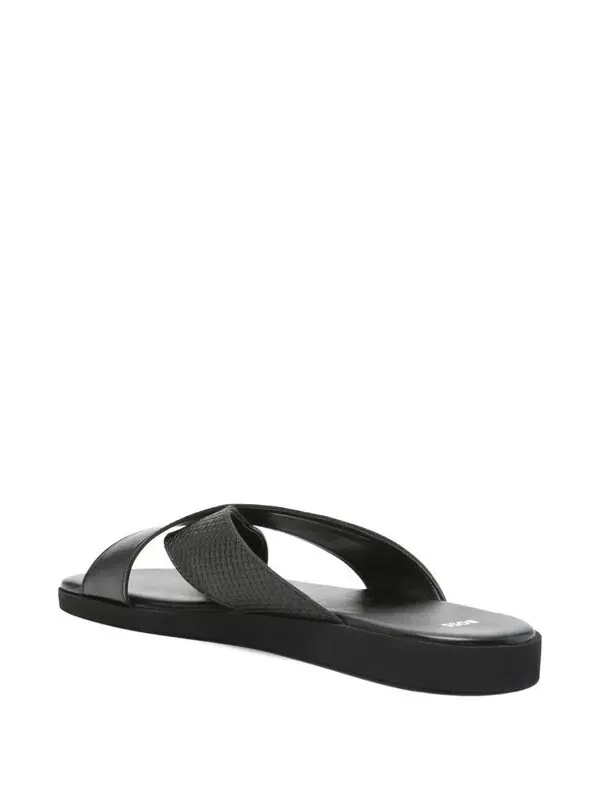 BOSS Faux-leather Crisscross Strap Slides