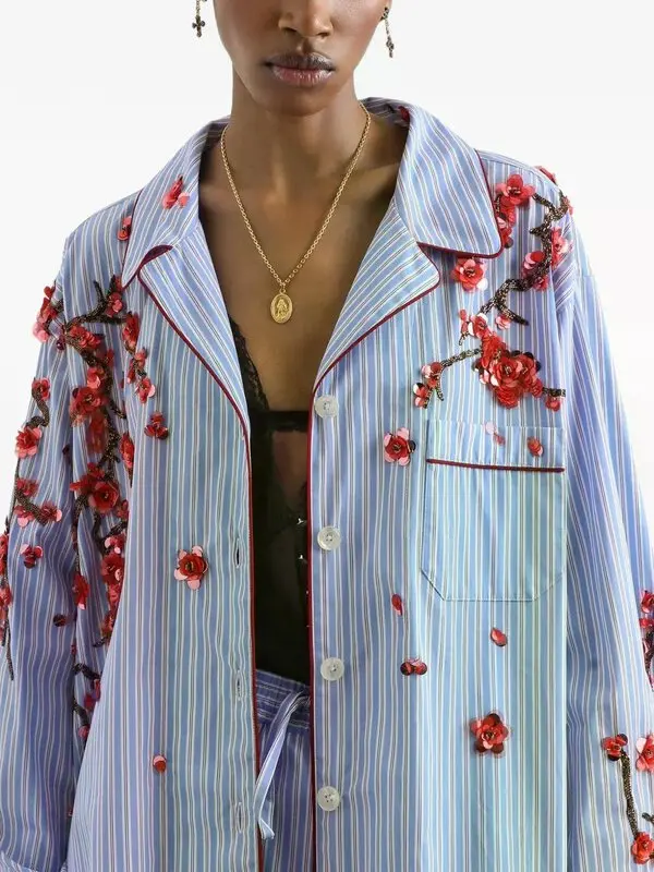 Dolce & Gabbana Poplin Shirt With Cherry Tree Embroidery