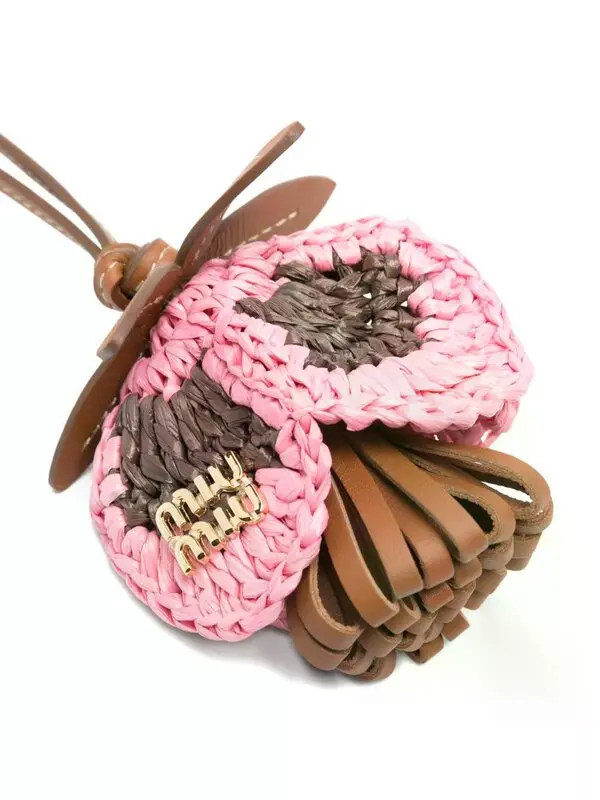 Miu Miu Leather And Raffia-effect Yarn Trick - Brown