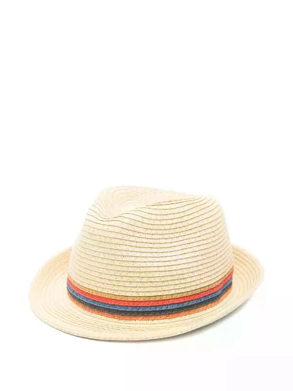 Paul Smith Striped-detail Wide Brim Hat - Neutrals