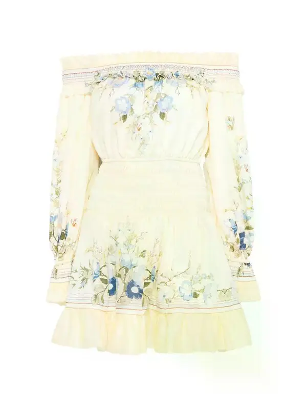 SELF-PORTRAIT Off-shoulder Floral Mini Dress