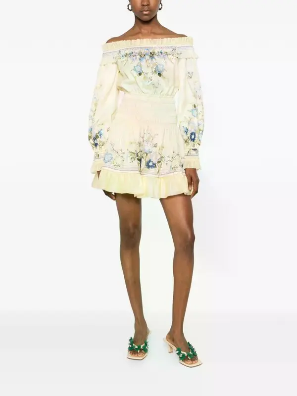 SELF-PORTRAIT Off-shoulder Floral Mini Dress