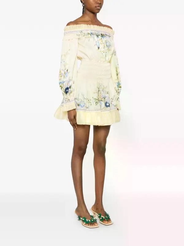SELF-PORTRAIT Off-shoulder Floral Mini Dress
