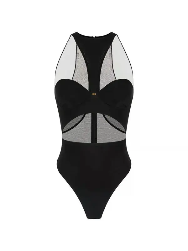 Elisabetta Franchi Jersey And Tulle Bodysuit With Cut-outs