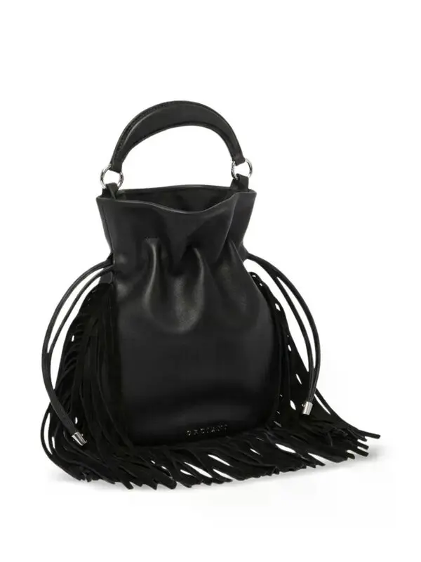 ORTIGNI Fringed Leather Tote - Black
