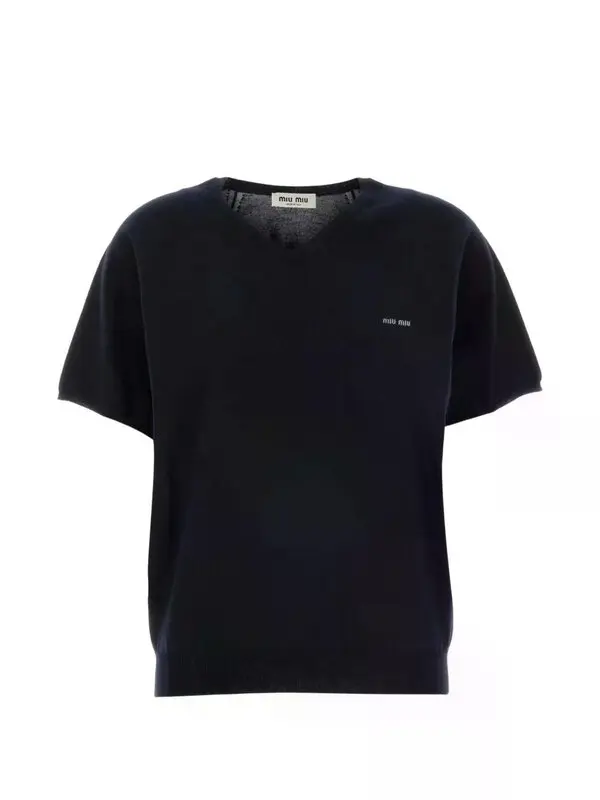 Miu Miu Logo-intarsia Raglan-sleeve Sweater