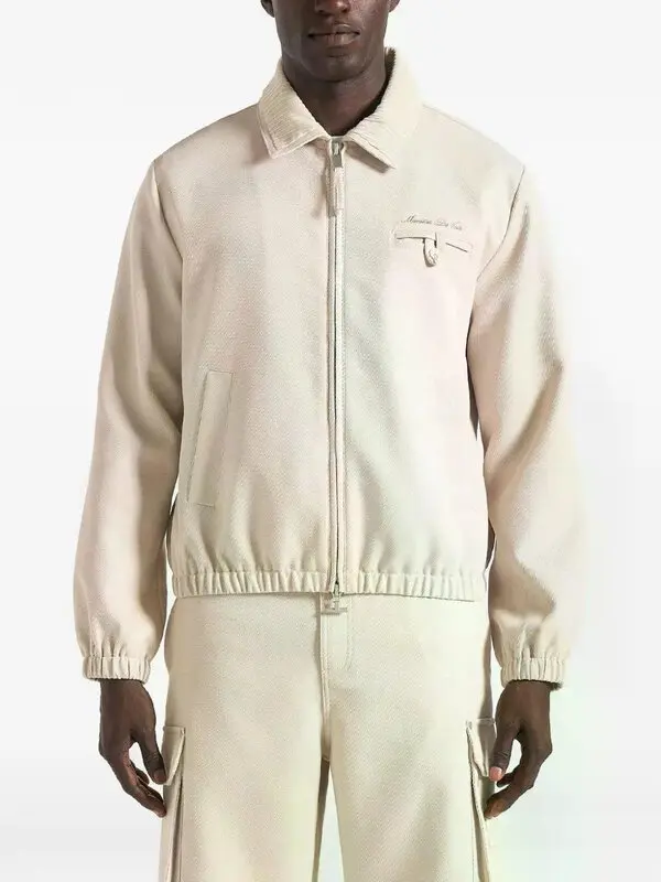 Manière De Voir Kilian Twill Signature Jacket With Ribbed Collar - Neutrals