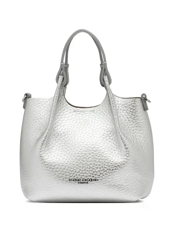 GIANNI CHIARINI Dua Leather Shoulder Bag - Silver