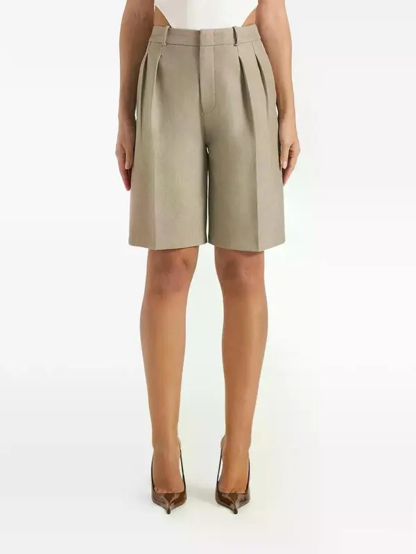 Manière De Voir Pleat Eiffel Belt Shorts - Neutrals