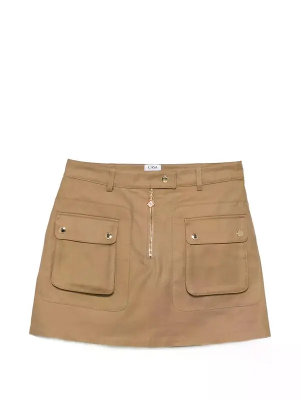 Casablanca Mini Skirt With Front Flap Pockets - Neutrals