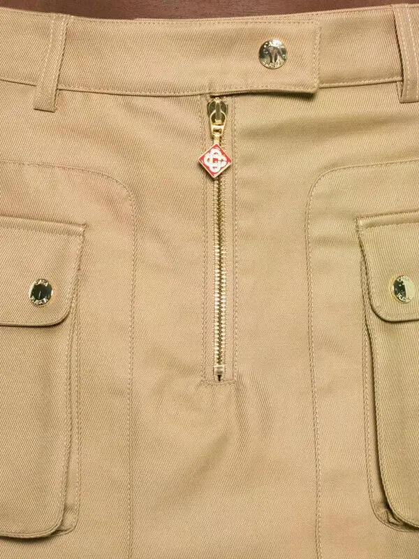 Casablanca Mini Skirt With Front Flap Pockets - Neutrals