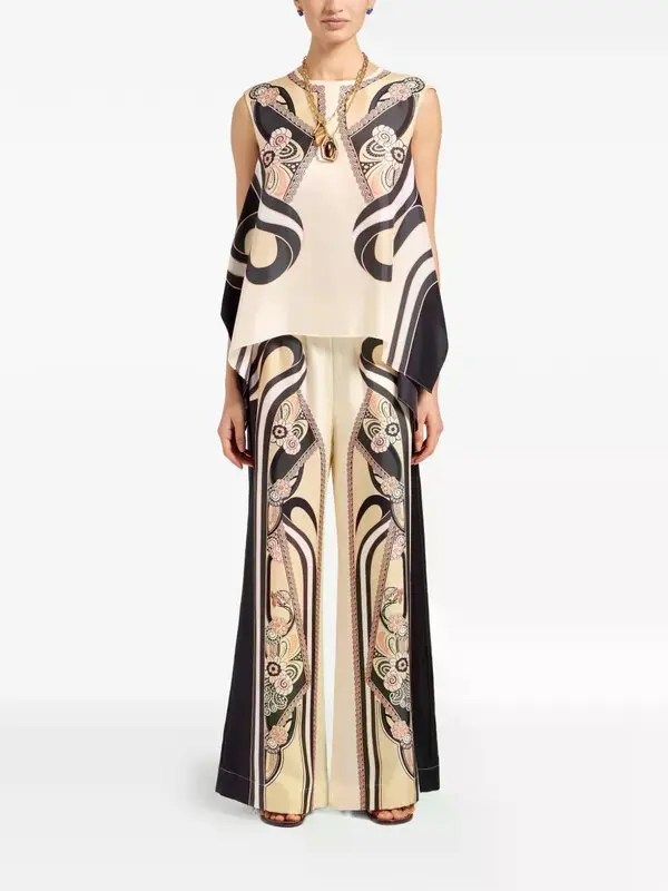 La DoubleJ Floral-print Palazzo Trousers - Neutrals