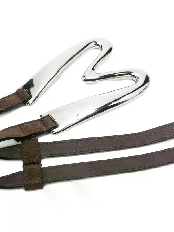 Moschino Silver-tone Buckle Leather Belt