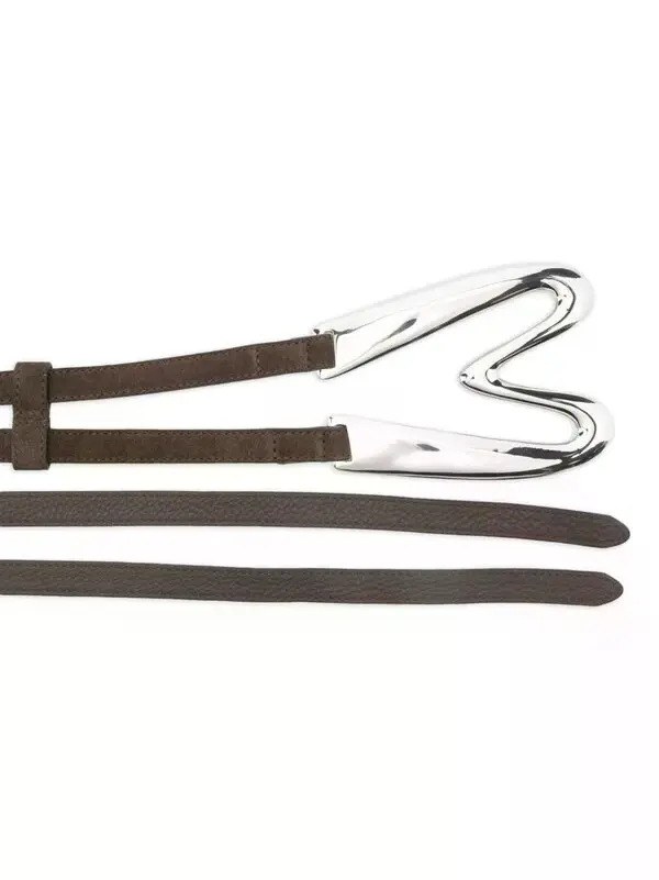 Moschino Silver-tone Buckle Leather Belt
