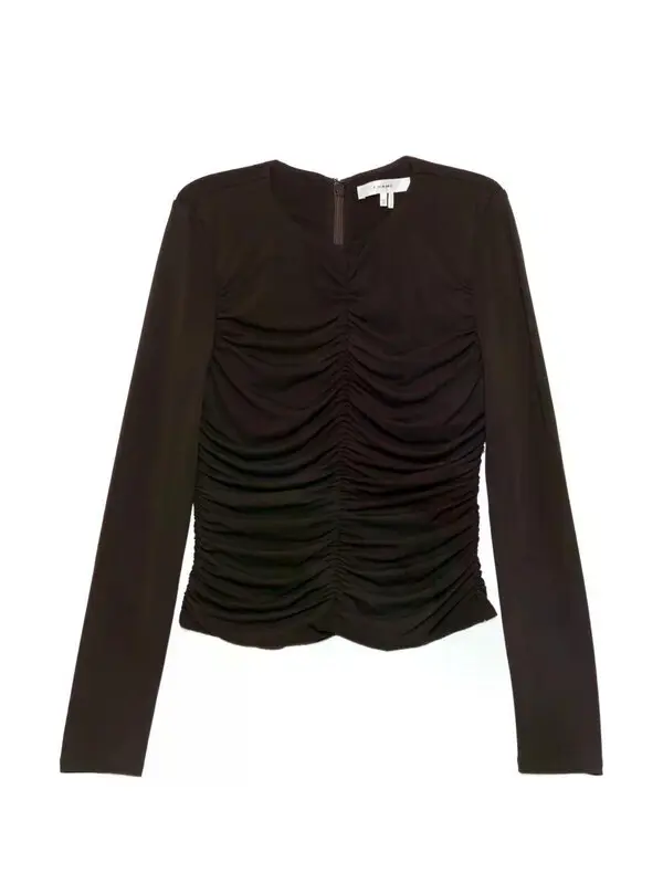 FRAME Ruched Long-sleeve Blouse