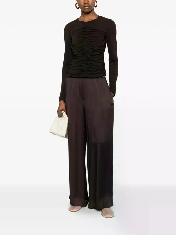 FRAME Ruched Long-sleeve Blouse