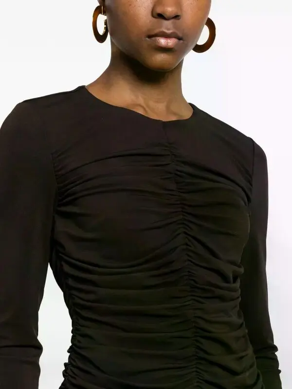 FRAME Ruched Long-sleeve Blouse