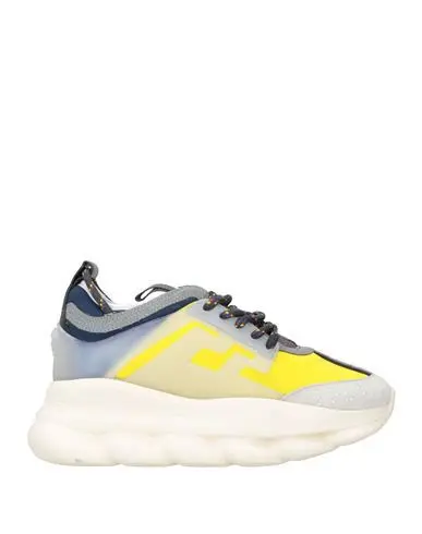 Versace Textile Fibers, Leather, And Calfskin Chunky Sneakers - Yellow