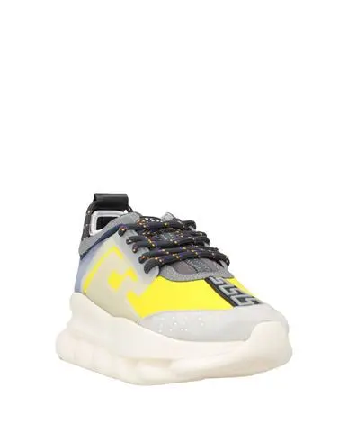 Versace Textile Fibers, Leather, And Calfskin Chunky Sneakers - Yellow