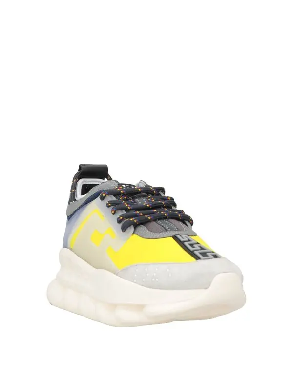 Versace Textile Fibers, Leather, And Calfskin Chunky Sneakers - Yellow