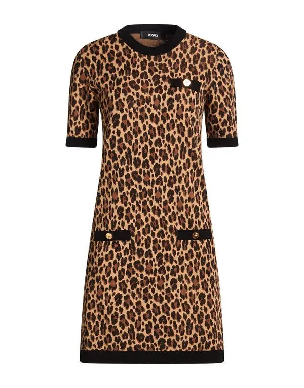 Versace Mini Leopard-print Knit Dress